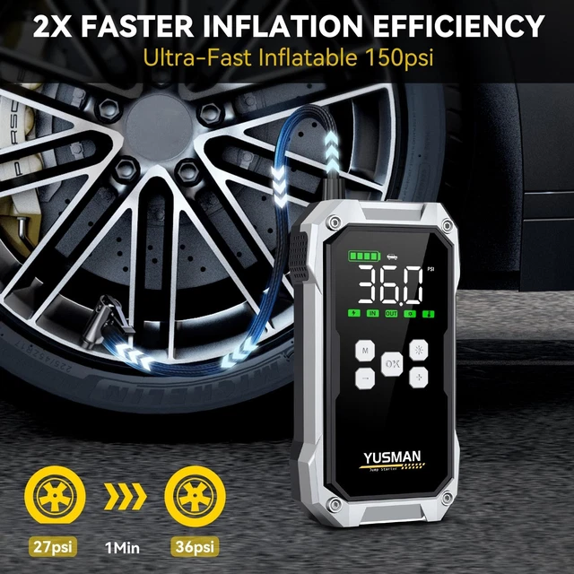 YUSMAN STARTHILFE POWERBANK mit 150PSI Kompressor, 6000A 12V Car ...