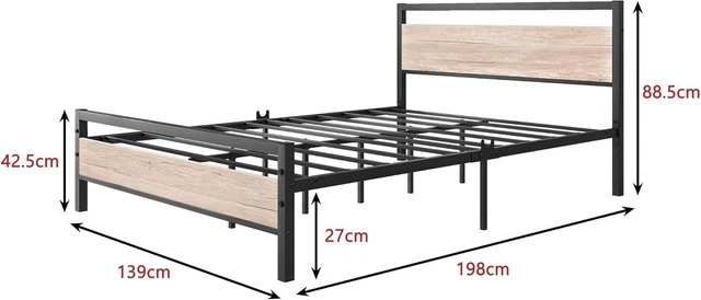 DOUBLE BED FRAME Metal Wood Oak Sturdy Platform Base Storage Strong £ ...