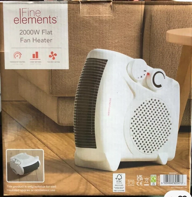 FINE ELEMENTS 2KW Dual Position, Electric Upright/Flat Fan Heater 2000W ...