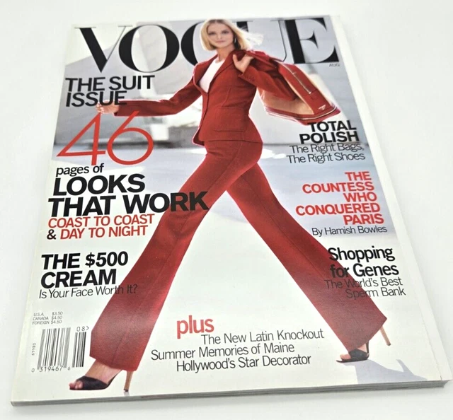 VOGUE MAGAZINE AUGUST 2000 The Suit Issue £15.65 - PicClick UK