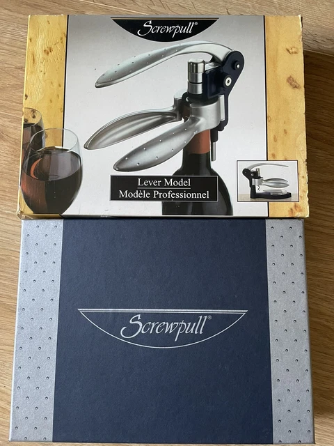 LE CREUSET SCREWPULL Lever Model Corkscrew + Foil Cutter + Stand Wine ...
