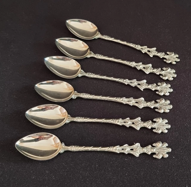 VINTAGE ITALY MATCHING Set Six Fleur-de-Lis Small Demitasse Tea Coffee ...