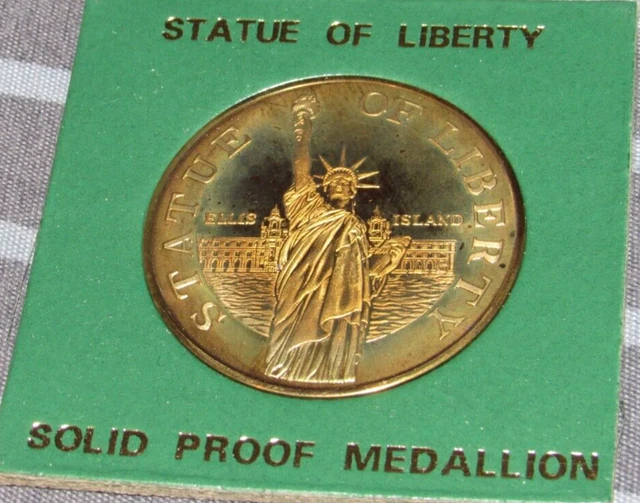 STATUE OF LIBERTY / Ellis Island Solid Proof Medallion Medal Token ...