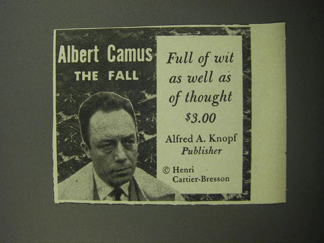 1957 ALFRED A. Knopf Book Advertisement - The Fall par Albert Camus EUR ...
