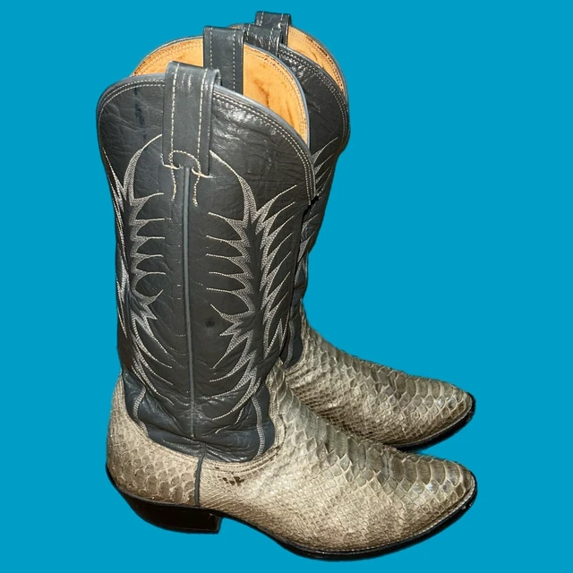 VINTAGE NOCONA MEN’S Sz 9.5D Black Python Exotic Western Snakeskin ...