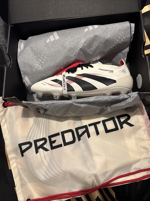 PREDATOR ELITE FOLD-OVER Tongue Firm Ground Boots Size UK7 Colour Off ...