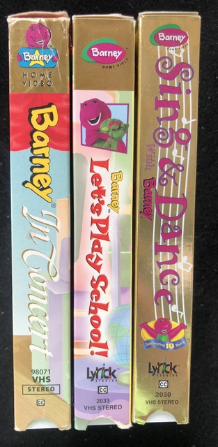 BARNEY VHS LOT 3x Barney’s In Concert, Let’s Play School, Sing & Dance ...