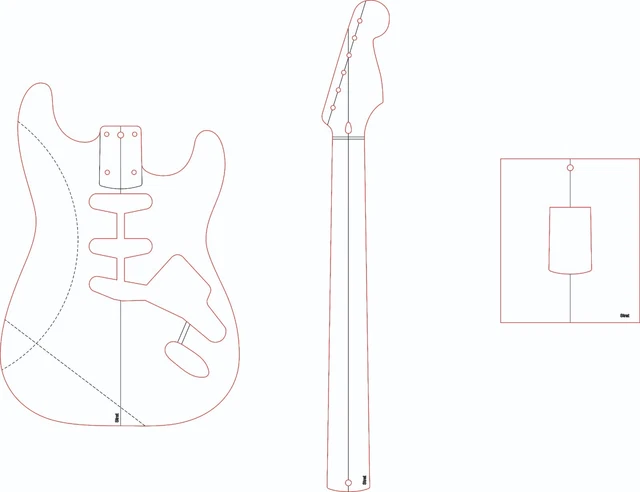 STRATOCASTER TEMPLATE FILES vector DXF CDR PDF pattern CNC laser router ...