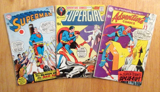 LOT DE 3 SUPERMAN/SUPERGIRL ! ADVENTURE #382, SUPERGIRL #398, SUPERMAN ...
