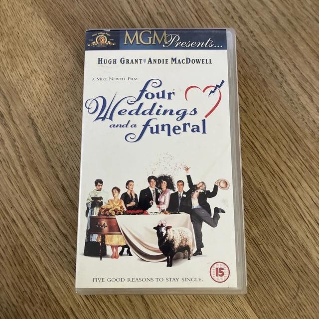 VHS FOUR WEDDINGS And A Funeral Tape Hugh Grant Andie Macdowell Cert 15 ...