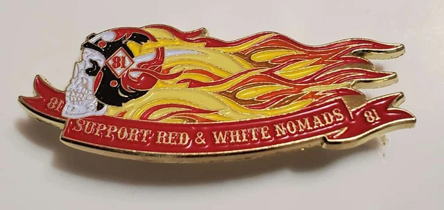LAPEL PIN BADGE Support Red & White Nomads 81 MC Outlaw Angels 1%er ...