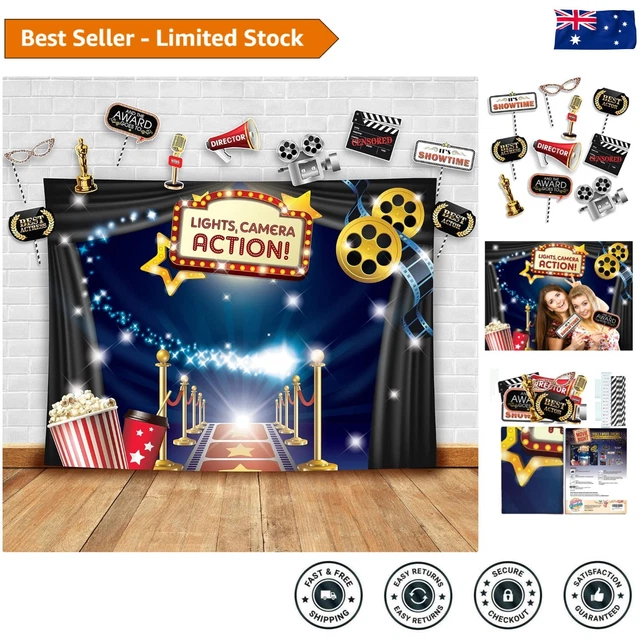 VIBRANT RED HOLLYWOOD Backdrop & Photo Booth Props - Perfect for Awards ...