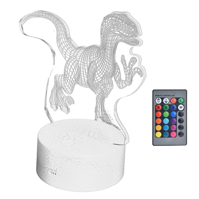 DINOSAUR 3D NIGHT Light 16 Colors 4 Modes RGB Colorful Dimmable Touch ...