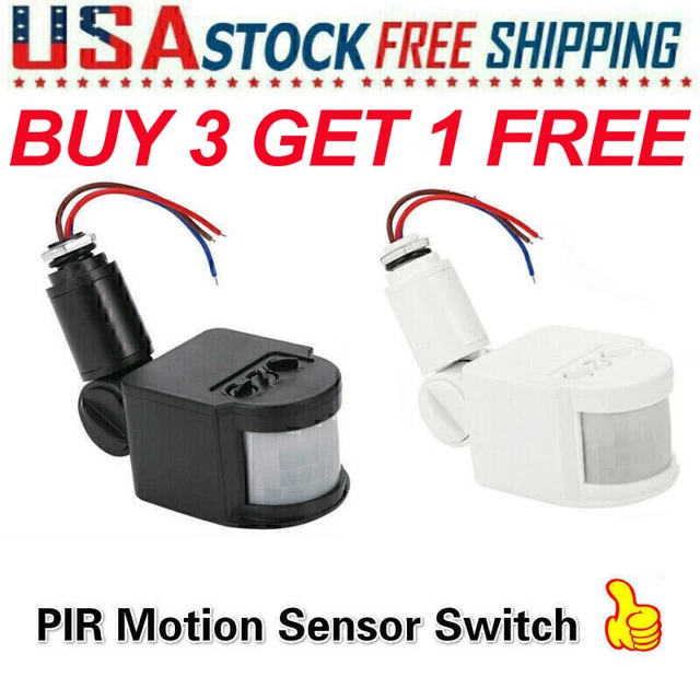 110V PIR INFRARED Motion Sensor 180° Detector Switch Wall Light Home ...