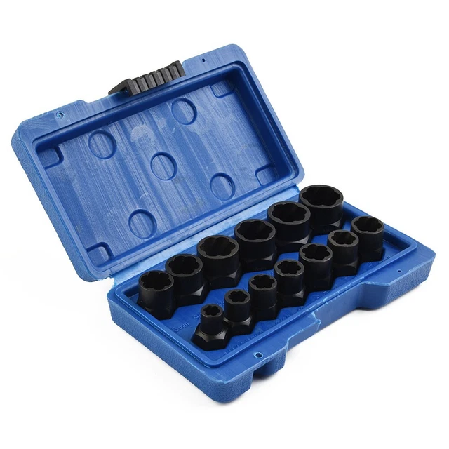 PREMIUM 13 PZ set prese estrattore dado scanalatura a spirale inversa ...