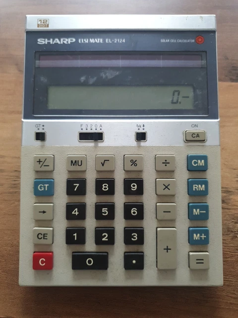 SHARP ELSI MATE EL2124 Calculator Solar Cell 12 Digit Japan with Case ...
