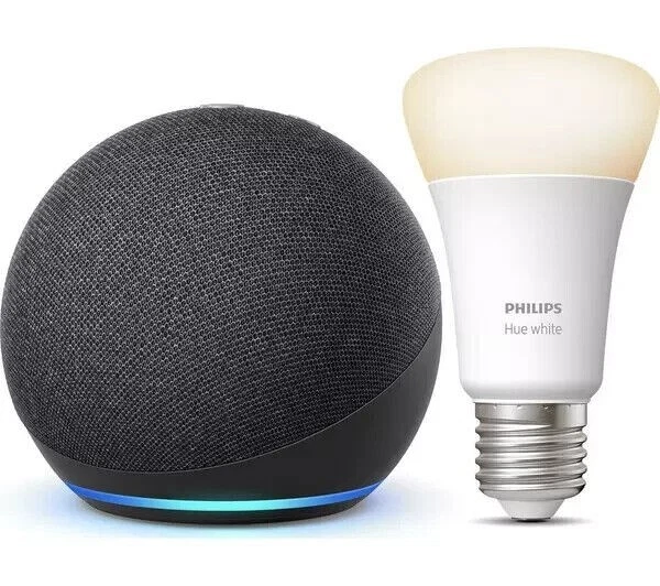 AMAZON ECHO DOT (4th Gen/generation) with Philips Hue E27 Smart Bulb ...