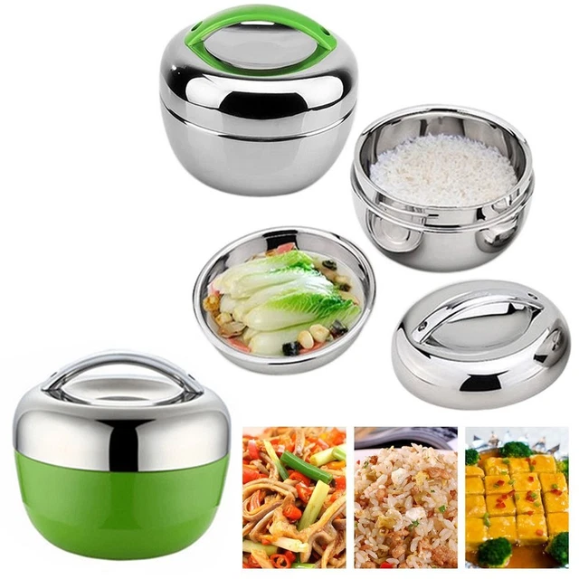 KIDS STAINLESS STEEL Heat Retaining Thermal Insulation Bowl Lunch Box ...