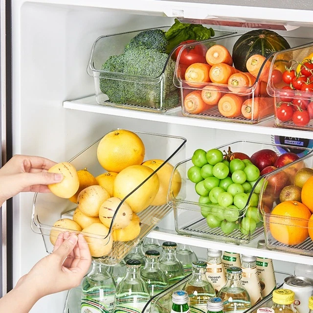 TRANSPARENT FRIDGE ORGANIZER Space Saving Pantry Cabinet Refrigerator ...