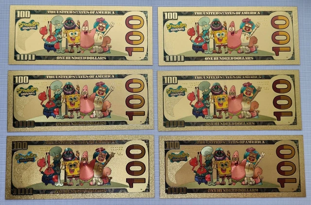 SPONGEBOB SQUAREPANTS 24K Gold Foil Plated Banknote 6 Pcs Set Patrick ...