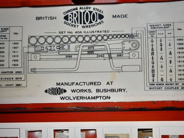 VINTAGE BRITOOL SOCKET Set 40A Hex Drive Whitworth / AF Sizes £29.99 ...