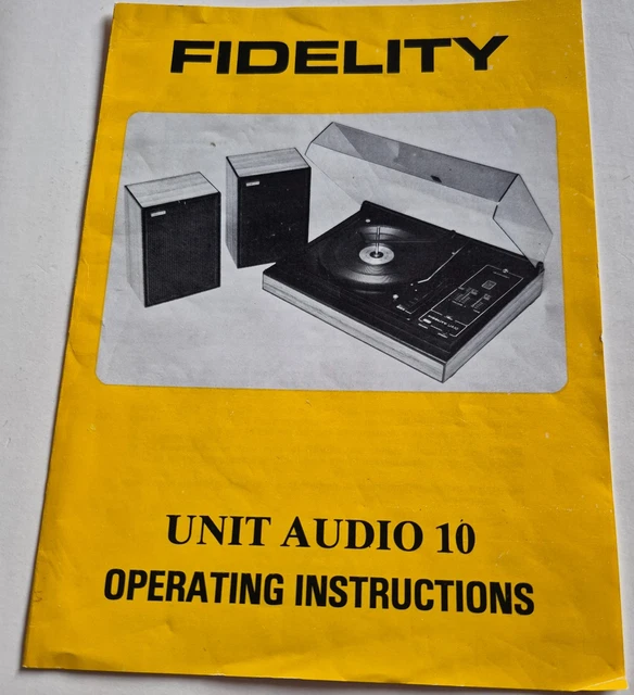 FIDELITY UNIT 10 Operating Instructions Stereo Record Player £7.99 ...