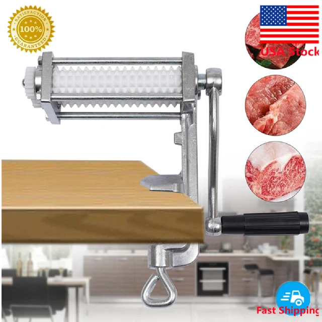 COMMERCIAL MEAT TENDERIZER Cuber Kitchen Hand Crank Beef Steak Flatten ...