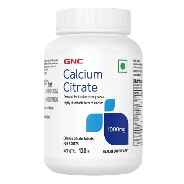 GNC CALCIUM CITRATE 1000mg | 120 Veg Tablets | Most Absorbable Calcium ...