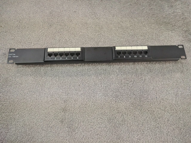 CAT5E 12 PORT Patch Panel RJ45 Network Ethernet 19" Rack Mount 1U 1RU ...