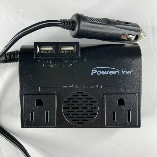 POWERLINE 200W DC To AC Inverter with 2 Outlets Dual USB and Output ...