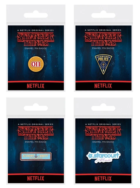 GENUINE STRANGER THINGS Pin Badge Lapel Starcourt Eggo Hawkins Scoops ...