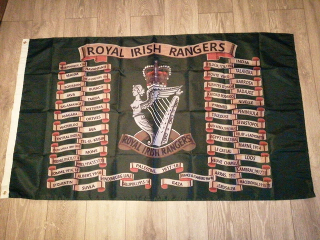 ROYAL IRISH RANGERS battle honours Flag 3X5 ft £12.00 - PicClick UK