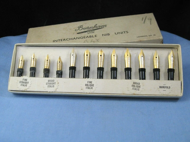 VINTAGE BURNHAM FOUNTAIN Pen Interchangeable Nib Units Nibs Selection £ ...