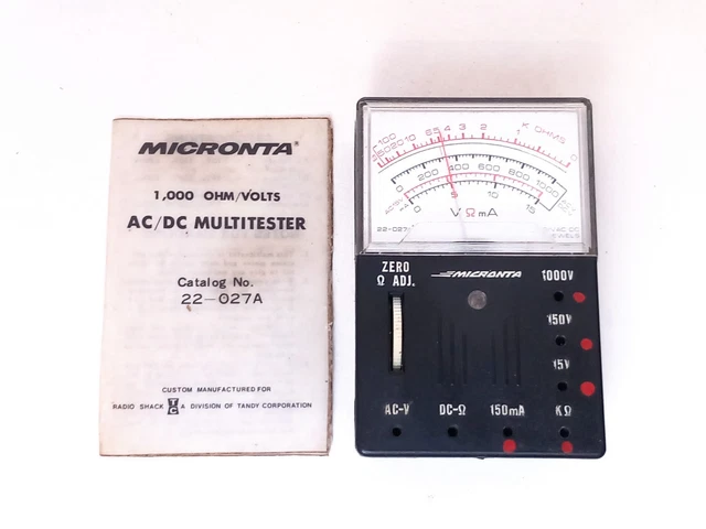 VINTAGE MICRONTA 1000 Ohms/Volt Multitester Cat. No. 22-027B - Untested ...