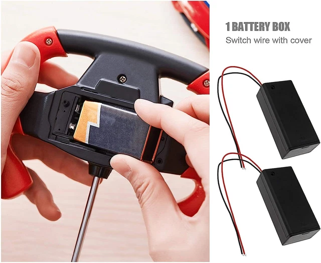 9V PP3 BATTERY Storage Holder Case with On/Off Switch Cover Black ...