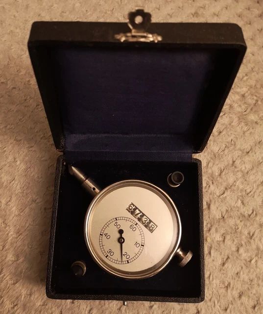 VINTAGE MACHINIST ENGINEERING RPM Gauge Rev Counter tachometer with box ...