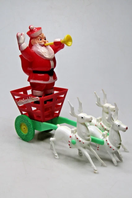 VINTAGE ROSBRO ROSEN Santas Candy Wagon Christmas Ornament Reindeer ...