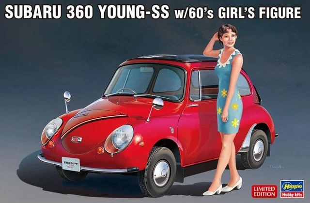 1:24 HASEGAWA SUBARU 360 Young-Ss mit Mädchenfigur 1958 Bausatz HA52291 Modell EUR 52,73 ...