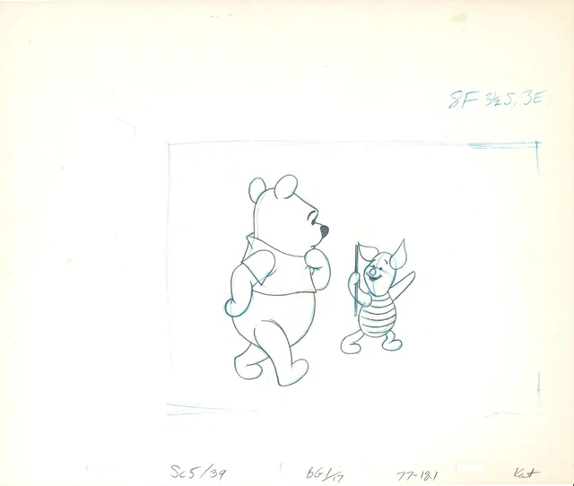 WINNIE THE POOH Disney Original Production Animation Drawing 1977 ...