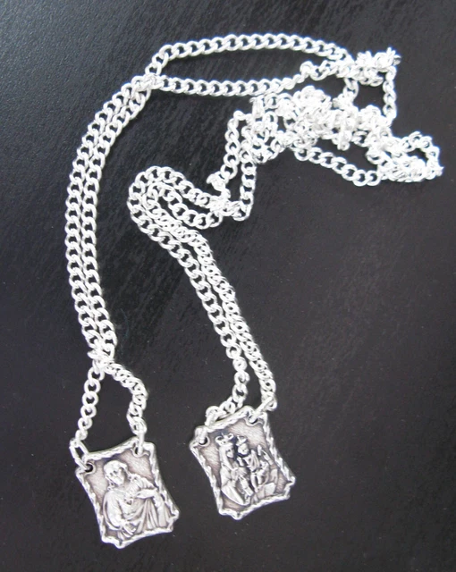 SCAPULAR OF OUR Lady of Mount Carmel Silver Plated Italian £4.99 ...