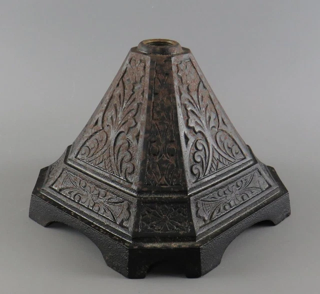 ANTIQUE VICTORIAN CAST Iron Octagonal Pyramid Oil Lamp Base 7/8" Fitter ...