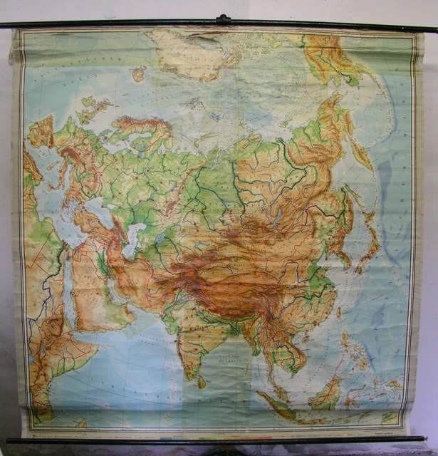 SCHOOL WALL MAP Asian Asia Vintage 1960+ Europa Europe 207x209cm £143. ...