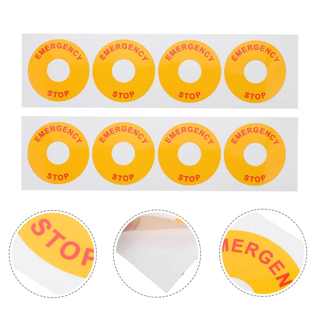 8 PCS STICKER Emergency Stop Sign Label Warning Office Para Hombres Gym ...