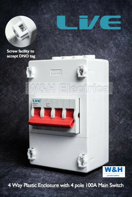 LIVE 4 WAY 100A Main Switch & Enclosure Supply Isolator- PEN4100 for ...