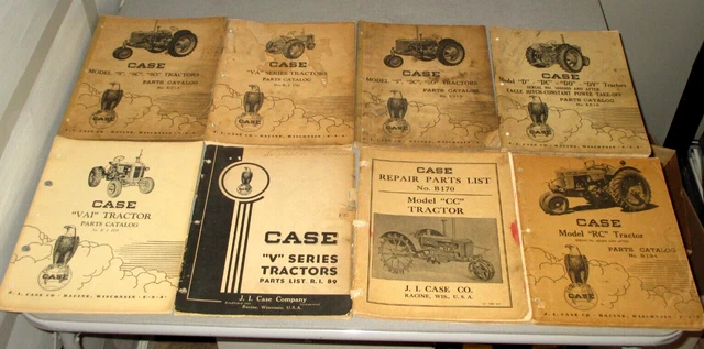 8- VINTAGE CASE Farm Tractor-Part List Catalogs- 1937-1955- Models Cc-V ...