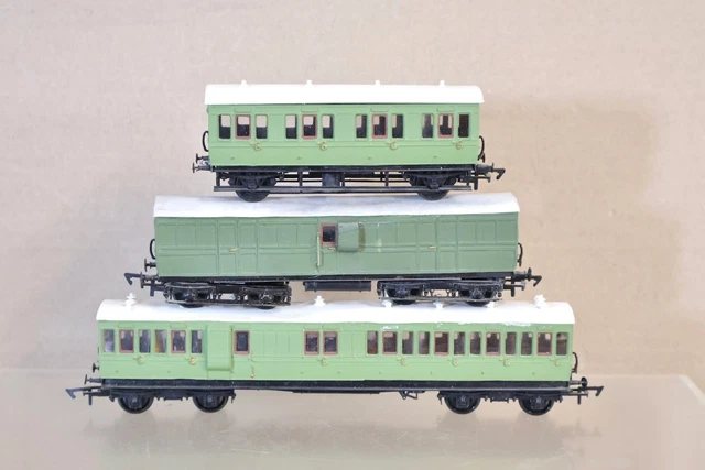 RATIO KIT BUILT RAKE of 3 HIGHLAND RAILWAY HR BRAKE & BAGGAGE COACH om ...