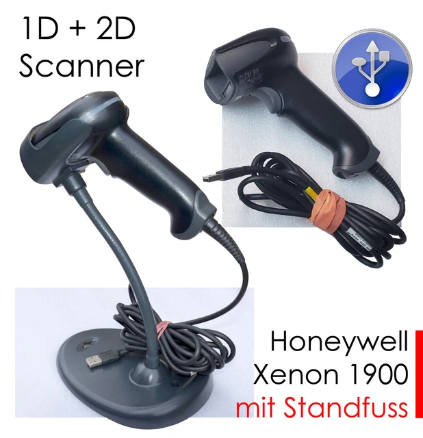 1D 2D USB BAR Code Scanner Honeywell Xenon 1900 Windows 7 10 11 Black ...