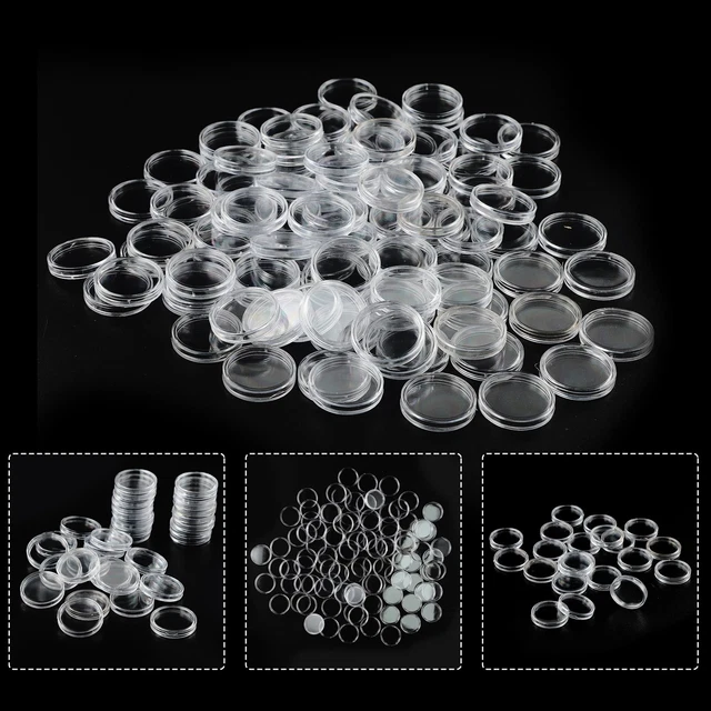 100X 26MM TRANSPARENT Round Plastic Coin Capsule Collection /display ...