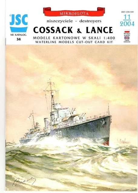 BRITISH DESTROYERS HMS Cossack and HMS Lance - Card Model in Scale 1/ ...