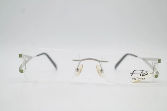 BRILLE FLAIR PURE 952 Silber Grün Randlos Brillengestell eyeglasses Neu ...